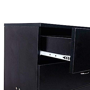 A Perfect Home Office Decoration MDF Wood, Fine Workmanship Black 4 Drawer Chest Dresser Clothes Storage Bedroom Furniture Cabinet Family Room Bedroom Living Room Beautiful Appearance