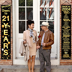2 Pieces 21st Birthday Party Decorations Cheers to Years Banner Party Decorations Welcome Porch Sign for Years Birthday Supplies (21st-2002)