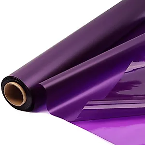 CMFYHM Violet Cellophane Wrap Roll,Extra Wide Colorful Cello 34 In X 100 Ft, Translucent Colored Cellophane Wrapping Paper for Gift Baskets Wrap, Treats, Holiday, DIY Arts Crafts Decoration (Violet)
