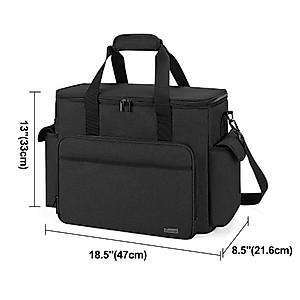 Trunab Large Scrapbook Bag with Padded Laptop Sleeve, Craft Bag Organizer Tote with Multiple Pockets for Scrapbooking Supplies and Art Tools, Black