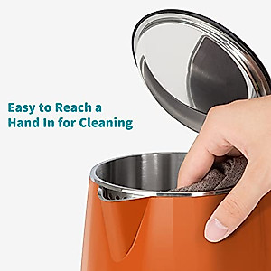 Secura SWK-1701DB The Original Stainless Steel Double Wall Electric Water Kettle 1.8 Quart, Orange