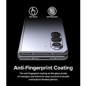 Ringke Camera Lens Frame Glass Compatible with Samsung Galaxy Z Fold 5 Camera Lens Protector, Tempered Glass Covers and Aluminum Alloy Frames - Black