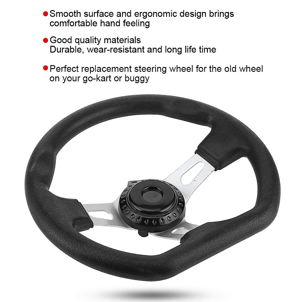 Acouto 270mm -Kart Steering Wheel with, Steering Wheel for -Kart Racing Cart Accessory