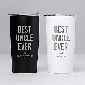 Lifetime Creations Engraved Personalized Best Uncle Ever Stainless Steel Tumbler with Lid 20 oz (Black) - Uncle Gift from Niece or Nephew, Coffee Travel Mug