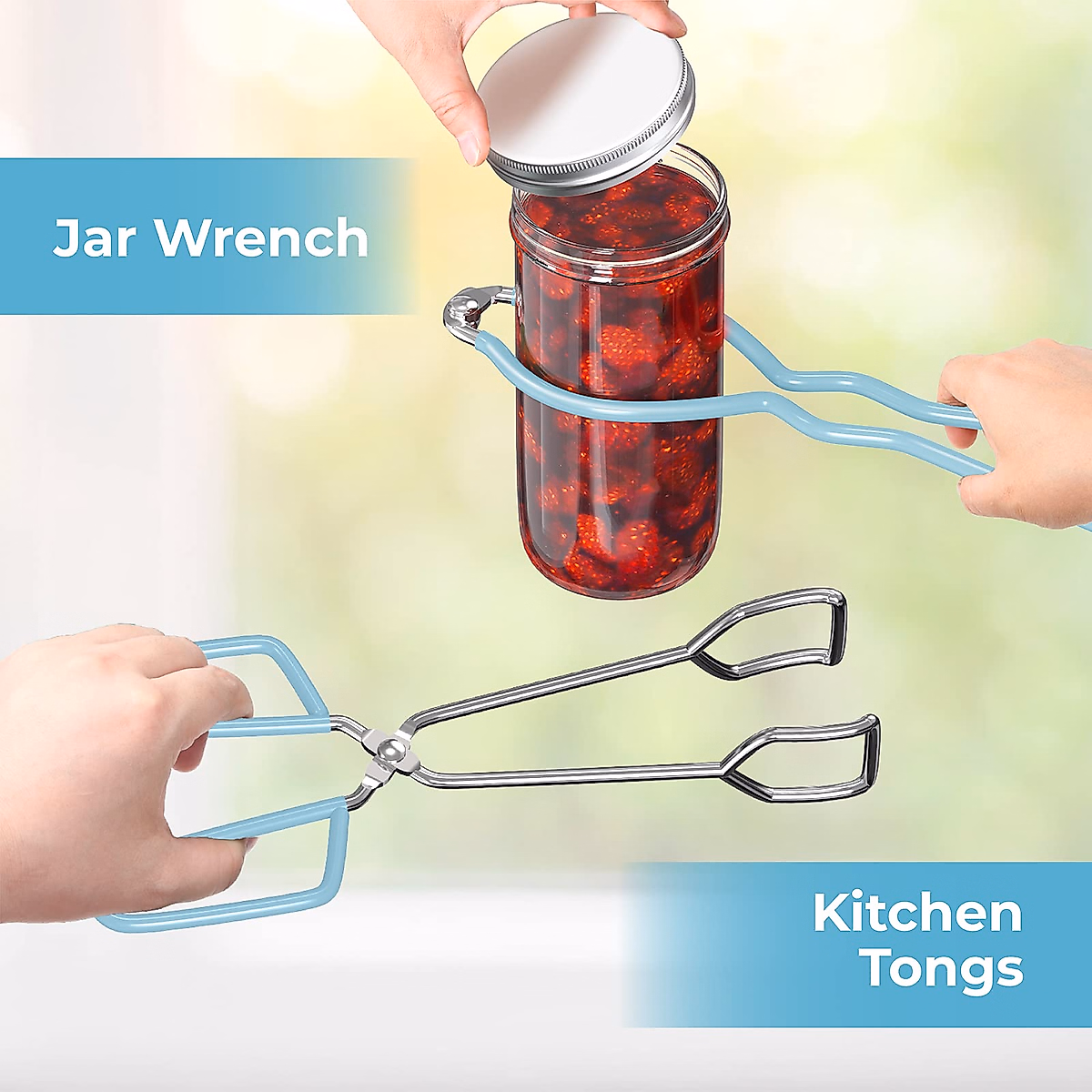 Pisol Canning Supplies Starter Kit, 13 PCS Canning Beginners Tools Set with Wide Mouth Kitchen Funnel with 4 Sizes Spout, Kitchen Tongs, Jar Lifter, jar Wrench, Bubble Popper and Lid Lifter