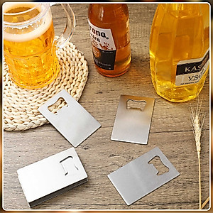 Nuogo 100 Pieces Stainless Steel Card Bottle Openers Bulk Metal Card Beer Bottle Openers Groomsmen Wallet Bottle Opener for Wedding Party Bridesmaid Favors Gifts (Silver, Credit Card)