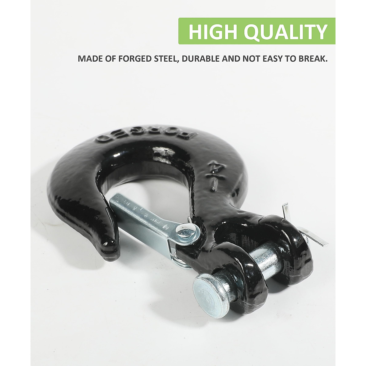 RACOONA Winch Hook,Chain Hook,1/4 inch Clevis Slip Hook with Safety Latch,Car Accessories Heavy Duty Safety Chain Hook,Forged Steel Towing Winch Hook for ATV UTV,Fit 3/16” 1/4” Synthetic Winch Rope