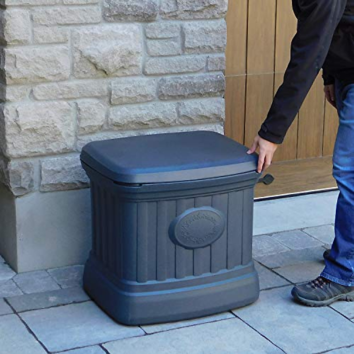FCMP Outdoor All Weather Outdoor Salt and Sand Storage Bin, Granite Grey