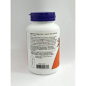 NOW Choline and Inositol 500mg, 100 Capsules (Pack of 2)