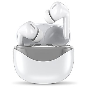 FEANS Wireless Earbuds in-Ear Bluetooth 5.3 Headphones 4 Microphones Call Noise Cancelling IPX5 Waterproof Earbuds Deep Bass Immersive Sound Stereo Earphones for iPhone Android Sports (White)
