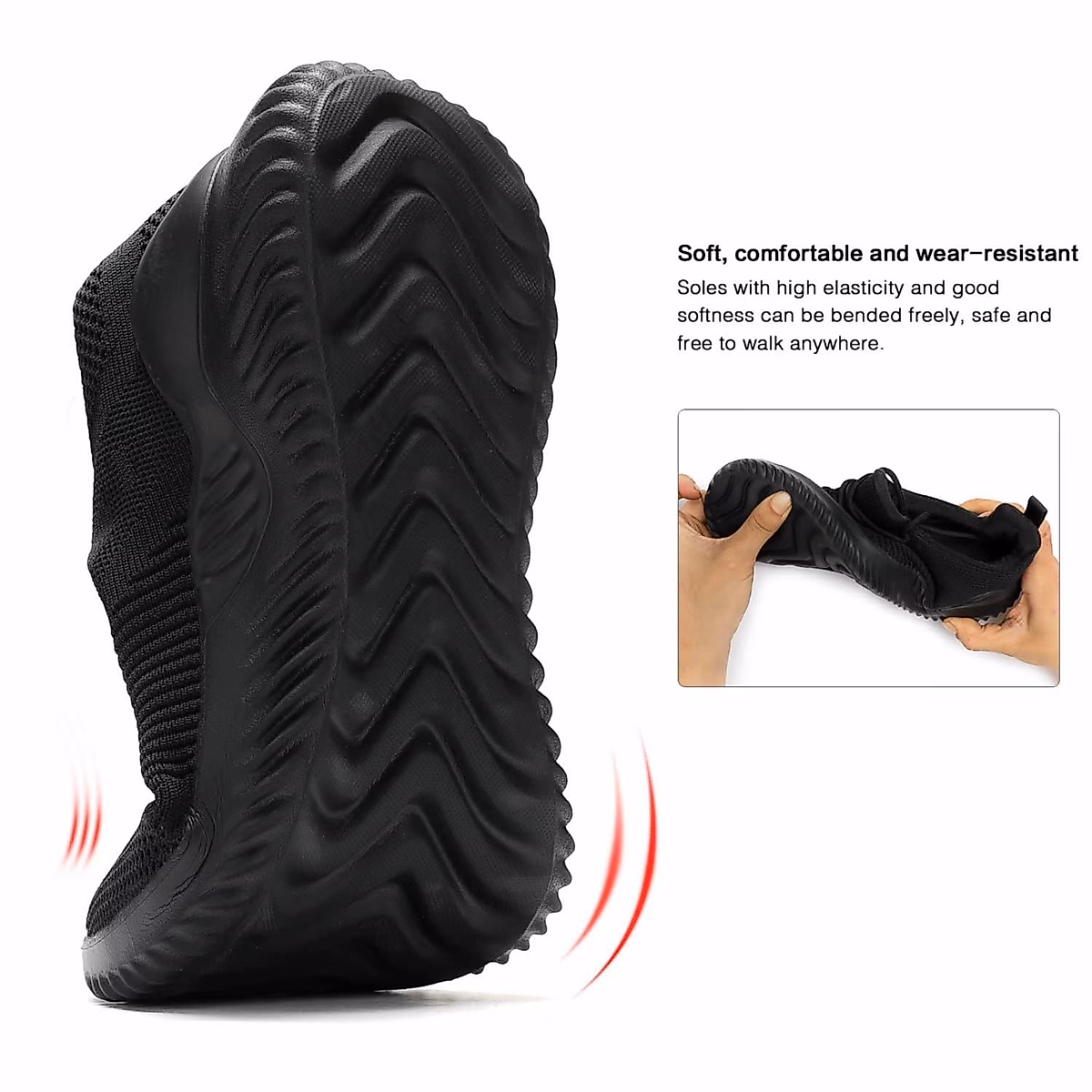 Mens Running Shoes Slip on Walking Tennis Sneakers Lightweight Breathable Mesh Workout Casual Sports Shoes Soft Sole Black