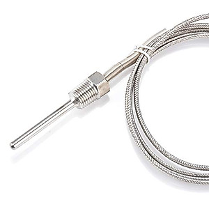 Waterproof K Type Grounded Thermocouple - Jaybva Temperature Sensor Probe for PID Temperature Controller Two Wire Stainless Steel NPT 1/4 inch Pipe Thread 0~500℃ with 2m Insulation Lead Shield Wire