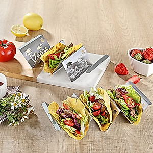 2PCS Stainless Steel Taco Holder, Premium Large Taco Holder Stand, Taco Stands for 3 Tacos, Soft or Hard Taco Shell Holder, Street Taco Rack, Dishwasher and Grill Safe, Perfect for Taco Tuesday