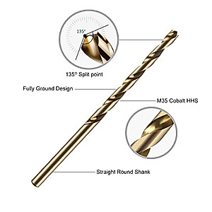 NewShark 9/64" Cobalt Drill Bits, 10 Pack of M35 HSS Metal Drill Bit Set for Hard Metal, Stainless Steel, Cast Iron,Cobalt Drill Bits with Storage Case