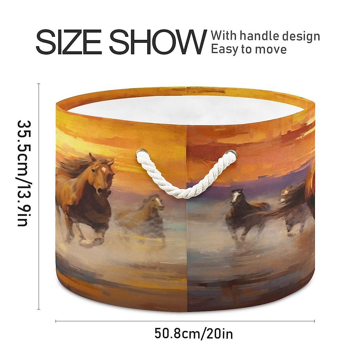 xigua Large Storage Basket Cotton Rope Basket Horse Farm Fence Pattern Baby Laundry Basket for Blankets Toys Storage Basket Laundry Hamper