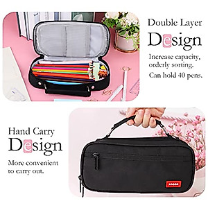 iSuperb Portable Big Pencil Case Large Capacity Pencil Pouch Compartments Pen Bag Zipper Stationery Organizers Bags Makeup Cosmetic Bag for Women
