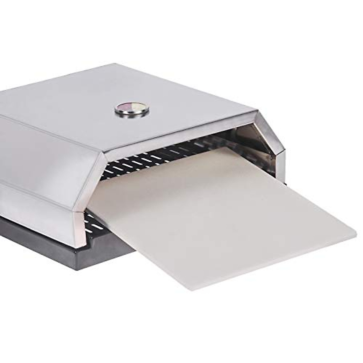 Open Faced Grill Pizza Oven for Gas or Charcoal Grill, includes ceramic stone and thermometer