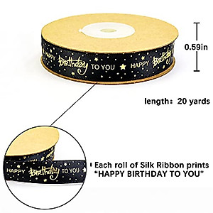 Sichou Birthday Ribbon - 5/8 Inch 20 Yards Ribbon for Crafts,Satin Decorations for Handmade Wreath,Birthday Gift Wrapping Party Supplies (Black)