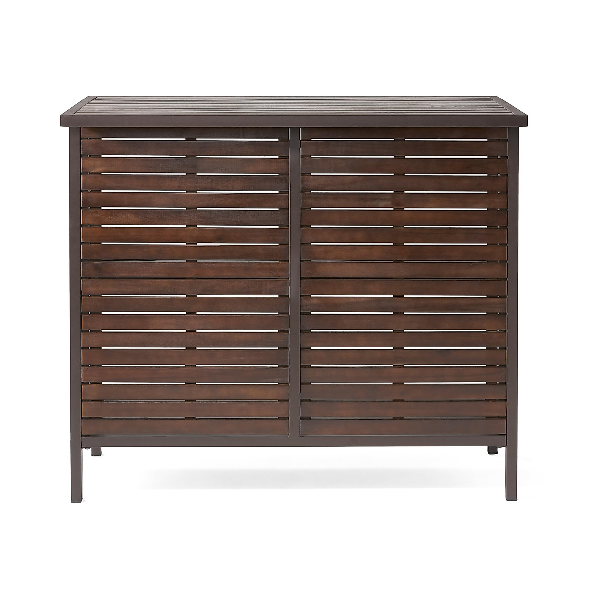 Christopher Knight Home Milos Indoor/Outdoor Acacia Wood 3 Piece Bar Set, 15.75 "W x 17.5 "D x 37.75 "H, Dark Brown + Rustic Metal