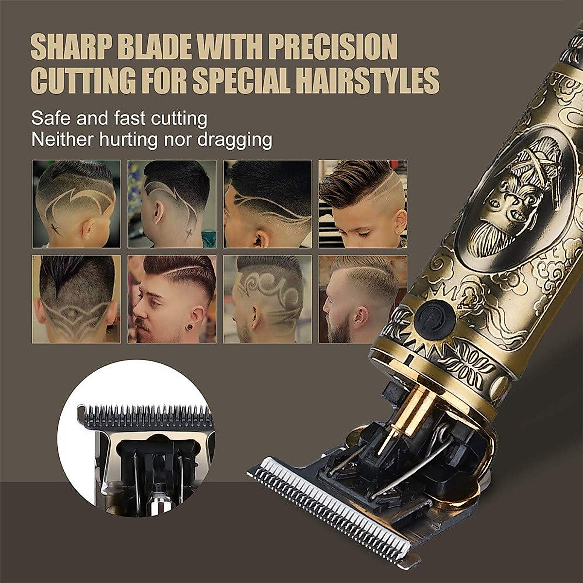 RESUXI Hair Clippers for Men Hair Trimmer for Barbers,Professional Cordless T Blade Trimmer, Beard Edger Liners for Men,Barber Shavers for Hair Cutting,Gold Knight Close-Cutting Hair Machine