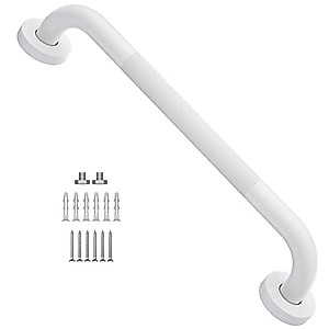16 Inch Anti Slip Shower Grab Bar Oil Rubbed White, Munzong Bathroom Grab Bar, Knurled Bathroom Balance Bar,Safety Hand Rail Support Handicap Elderly Injury Senior Assist Bath Handle