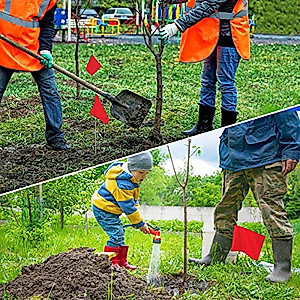 50 Pack Marking Flags Marker Flags for Lawn, IKAYAS 4 * 5 Inch Red PVC Small Yard Flags Yard Marking Flags on 15 inch Steel Wire, Lawn Flags, Yard Flags, Garden Flags