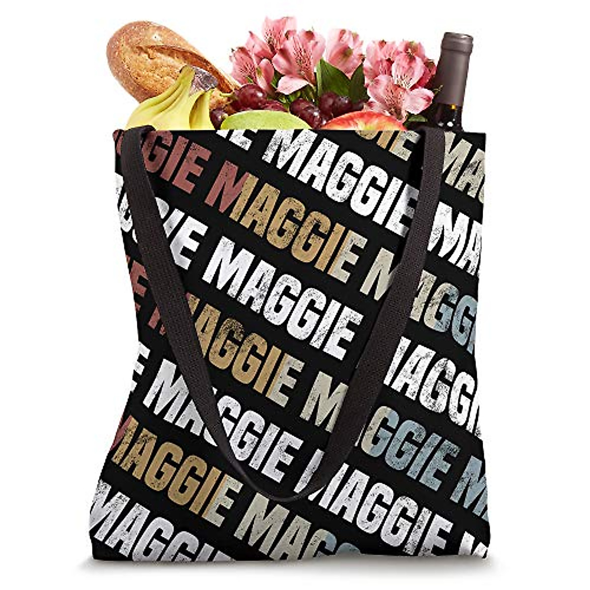 Vintage First Name Pattern Retro Forename Gift for Maggie Tote Bag