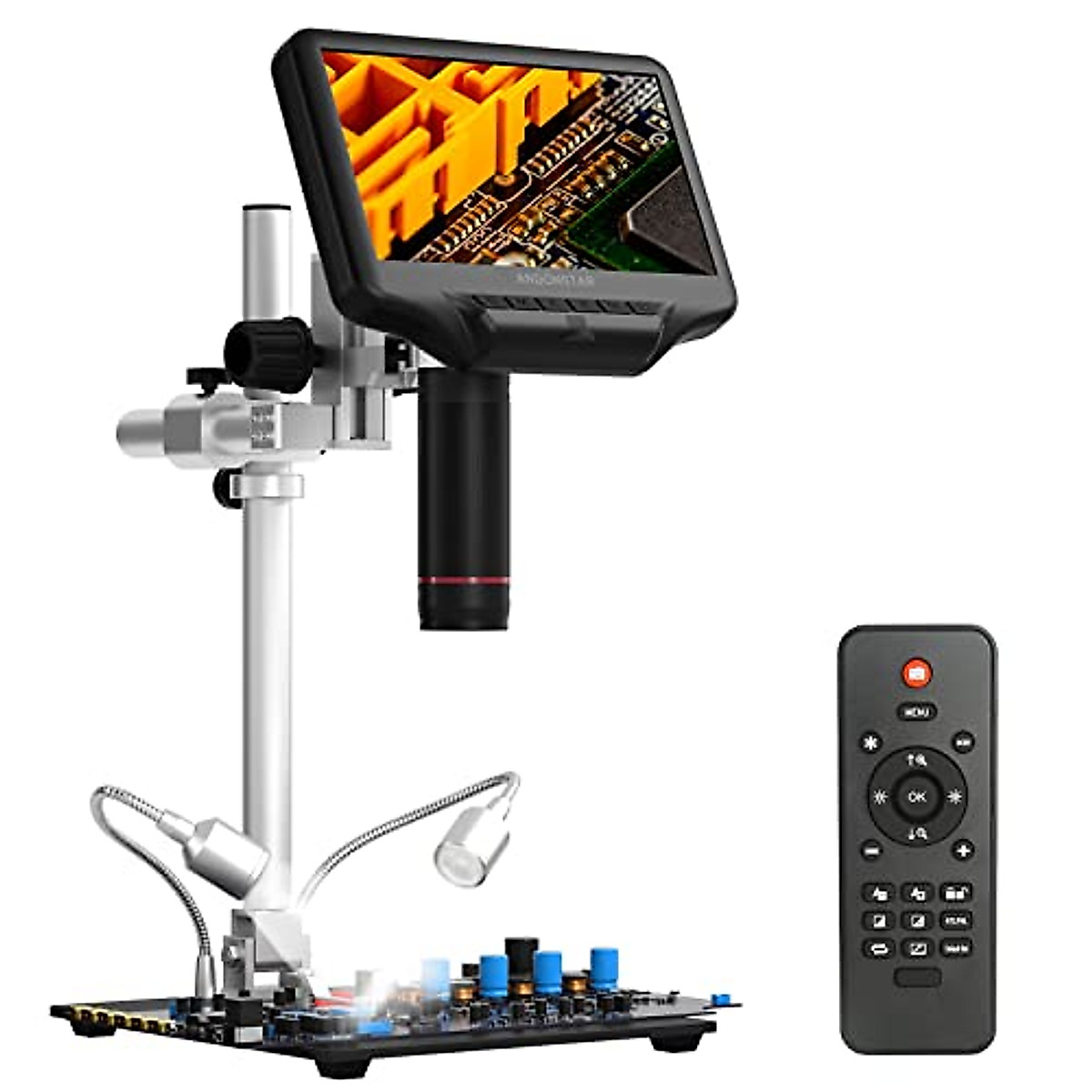 Andonstar AD407Pro 7 inch 270X HDMI Digital Microscope,Upgraded 12.5 inch Metal Stand for Professional PCB Soldering Tools,Support PC Connection to Measure