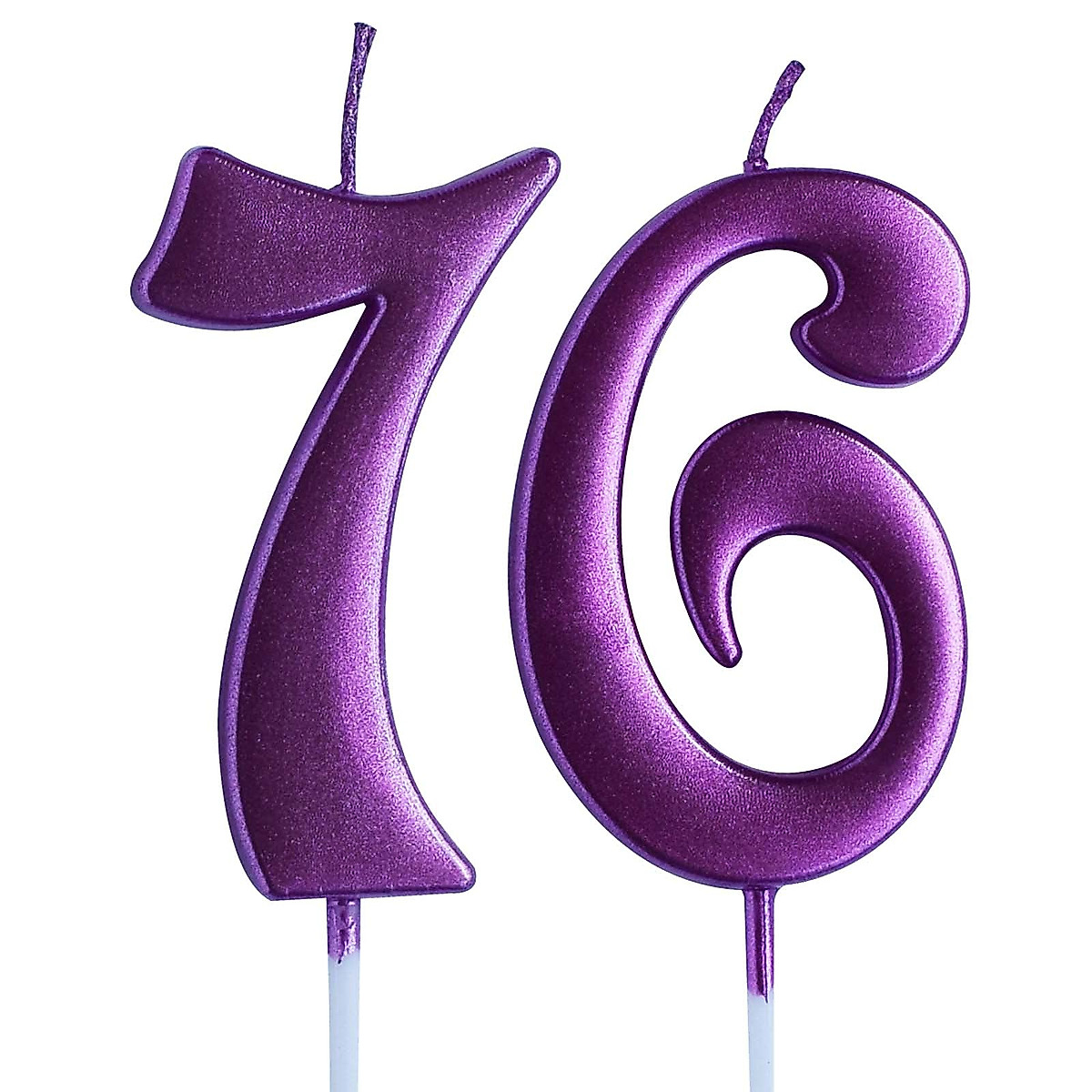 Pink 76th Birthday Candle, Number 76 Years Old Candles Cake Topper, Woman Party Decorations, Supplies