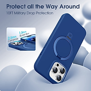 CASEKOO for iPhone 14 Pro Max Case with Invisible Stand [Compatible with MagSafe] [Dust-Free Antistatic Silicone] Protective Non-Slip Phone Cover Cases for Women Men 6.7 inch, Blue