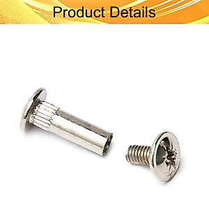 Juvielich 20 Sets Screw Post Fit for 3/16"(5mm) Hole Dia,Binding Screws Female M5x16mm Belt Buckle Binding Bolts Nut Leather Fastener for Scrapbook Photo Albums Binding DIY Enthusiasts