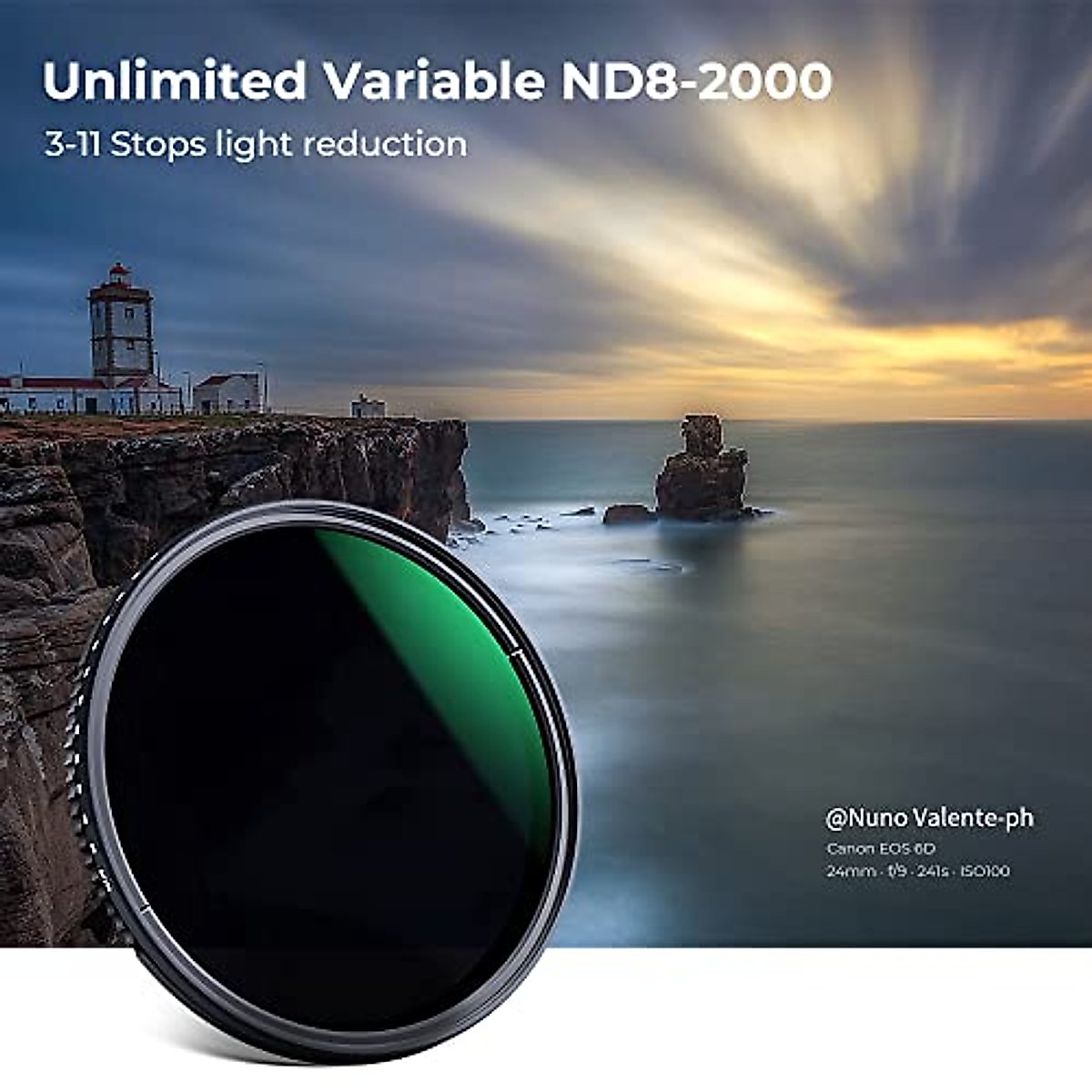 K&F Concept 82mm Variable Neutral Density Filter ND8-ND2000 (3-11stop) Waterproof Adjustable ND Lens Filter with 24 Multi-Layer Coatings for Camera Lens (D-Series)