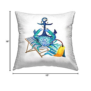 Stupell Industries Summer Beach Anchor Outdoor Printed Pillow, 18 x 18, Blue