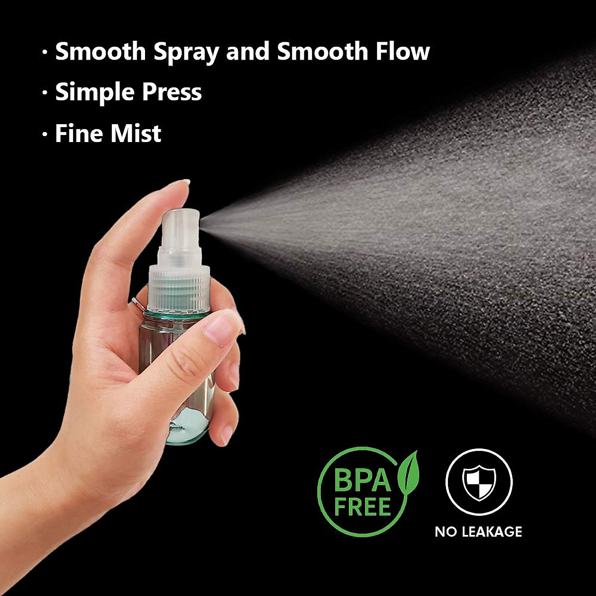 SMARTOWN 3 Pcs 1.5oz/40ml Fine Mist Spray Bottle for Travel and Home, Empty Mini Portable Cosmetic Atomizer, Small Refillable Liquid Containers for Alcohol, Hand Sanitizer, Perfume (3 Colors Pack)