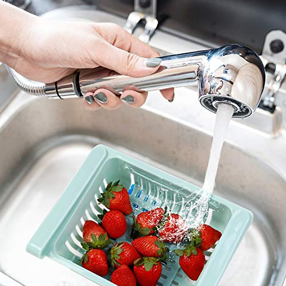 4PCS Fridge Drawer Organizer, Retractable Pull-Out Fridge Shelf Holder Storage Box Home Kitchen Space Saver Under Shelf Fridge Organizer Box for Fridge Shelf Under 0.5"