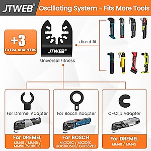 JTWEB 10 PC Titanium Oscillating Multitool Blades, Oscillating Tool Blades Kit for Metal Nails Wood Plastic Hard Material, Oscillating Saw Blades Metal Cutting fit Dewalt Milwaukee Fein Multimaster