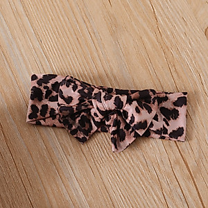 MIEKISA Baby Girls Leopard Flared Pants Suit Hair Band Free (Red, 6-9M)