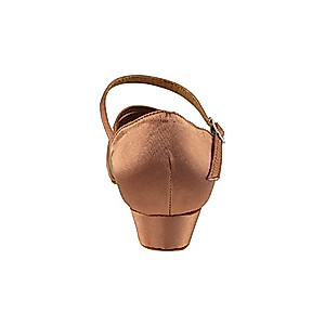 Very Fine Dancesport Shoes - Ladies' Salsa, Latin, Practice Ballroom Dance Shoes 2719FT 1-inch Flat Heel (Tan Satin & Flesh Mesh, Size 8.5)