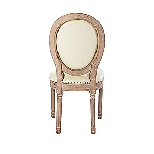 GOOLON Dining Chair PU Leather French Dining Chair Set of 2 Vintage Chair Round Backrest Upholstered Armless Chair with Wood Leg Mid Century Chair for Dining Room Kitchen Beige