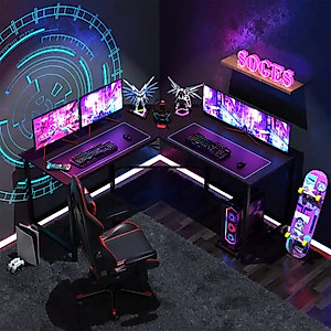 L-Shaped Desk Computer Corner Desk, L Shaped Home Office Desk, Large Gaming Desk Sturdy Writing Desk Writing Workstation, Simple Modern Gaming Desk, Black