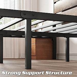 Foredawn Queen Bed Frame with Headboard and Footboard, 14 Inch Metal Platform Bed, Mattress Foundation, No Box Spring Needed, Noise Free, Under Bed Storage, Easy Assembly, Rustic Brown