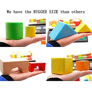 Lewo Large Wooden Blocks Construction Building Toys Set Stacking Bricks Board Games 32 Pieces