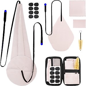 Saxophone Cleaning Kits with Case for Saxophone and Clarinet Flute Trumpet Instruments,8PCS Saxophone Mouthpiece Cushion,Mouthpiece Brush Microfiber Cleaning Cloth（Beige）