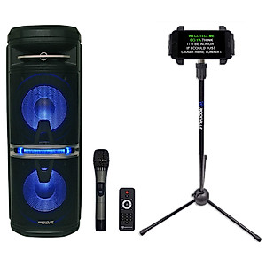 Rockville Go Party X10 Dual 10" Karaoke Machine System+Wireless Mic+Tablet Stand