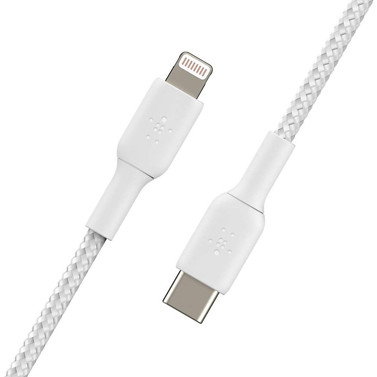 Belkin BoostCharge Nylon Braided USB C to Lightning Cable 6.6ft/2M - MFi Certified 18W Power Delivery iPhone Charger Cord - Apple Charger USB C Cable - Fast Charging for iPhone 14, iPhone 13 - White