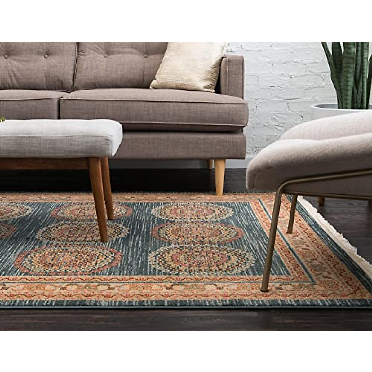 Rugs.com Kashkuli Gabbeh Collection Rug – 7' x 10' Blue Medium Rug Perfect for Bedrooms, Dining Rooms, Living Rooms