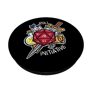 Roll Initiative Dungeon D20 Dragon Retro PopSockets PopGrip: Swappable Grip for Phones & Tablets