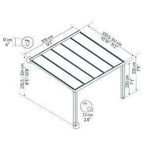 Palram - Canopia Stockholm Patio Cover 11’ x 12’ Gray/Gray Outdoor Canopy Awning for Patio, Waterproof Canopy, Patio Awning, Outside Canopy for Backyard, Outdoor Gazebo with 100% UV Protection