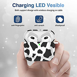 Valkit AirPods 3 Case Cover Silicone for Airpods 3rd Generation 2021 Soft TPU Protective Case Skin Portable & Shockproof Women Girls with Keychain for Apple Airpods 3 Charging Case (Black White Cow)