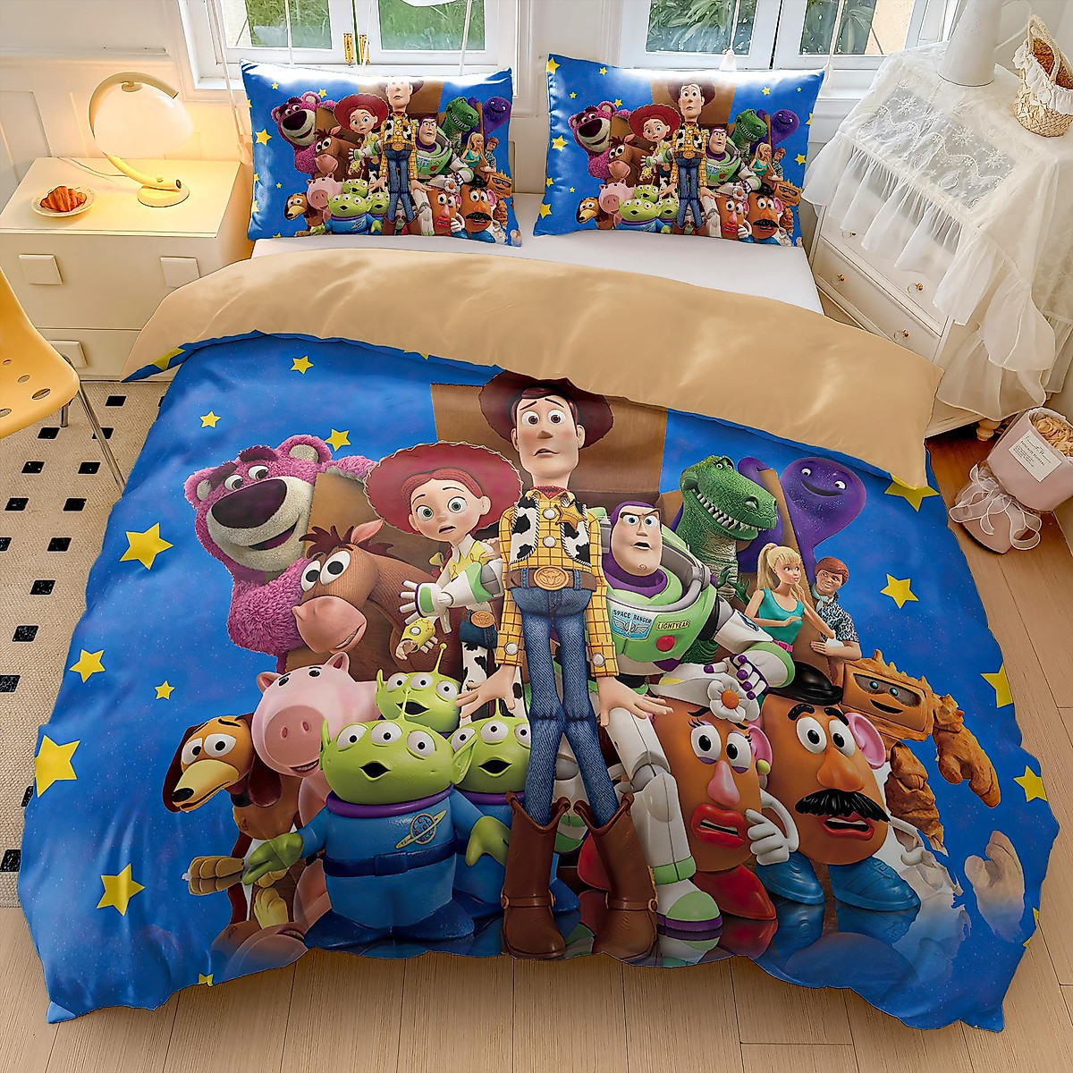 LHASA Animation Toy Series Duvet Cover 3 Piece Bed Set,Room Personality Bedding Decor for Teens, Kids and Adults (02,Twin 68x86in + 20x30in)